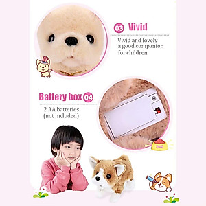 Liberty Imports Plush Golden Retriever Toy Puppy Electronic Interactive Pet Dog - Walking, Barking, Tail Wagging, Stretching Companion Animal for Kids