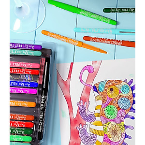 Felt Tip Pens, 35 Colored Fine Point Felt Pen with Fiber Tip, Water-Based Ink, Perfect Markers Pen for Bullet Journaling Adult Coloring, Note Taking at School Office