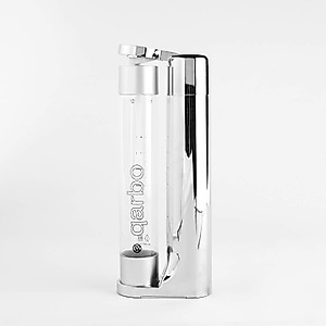 qarbo sparkling water maker Bundle with 4 bottles, 3 aircharge caps and cleaning brush (Chrome)
