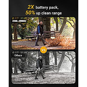 Cordless Leaf Blower with 2 X 20V Battery and Charger, Rock&Rocker Electric Leaf Blower 120MPH/170CFM 6 Adjustable Speeds and 2 Adjustable Tubes for Lawn Care/Yard/Jobsite/Patio