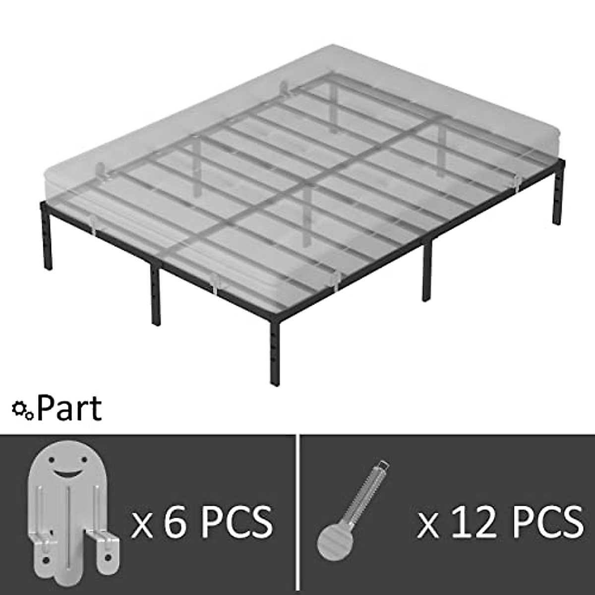 Upcanso Metal Mattress Non Slip Gaskets Gripper, Easy to Install Silver Bed Replacement Baffle Parts to Stop Mattress and Topper from Sliding and Slipping, Pack of 6