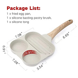 A.B Crew Fried Egg Pan Nonstick, Egg Frying Pan 3 Section Pancake Pan Aluminium Omelet Pan Induction & Gas Stove Compatible Granite Egg Skillet Egg Cooker Pan for Plett Breakfast