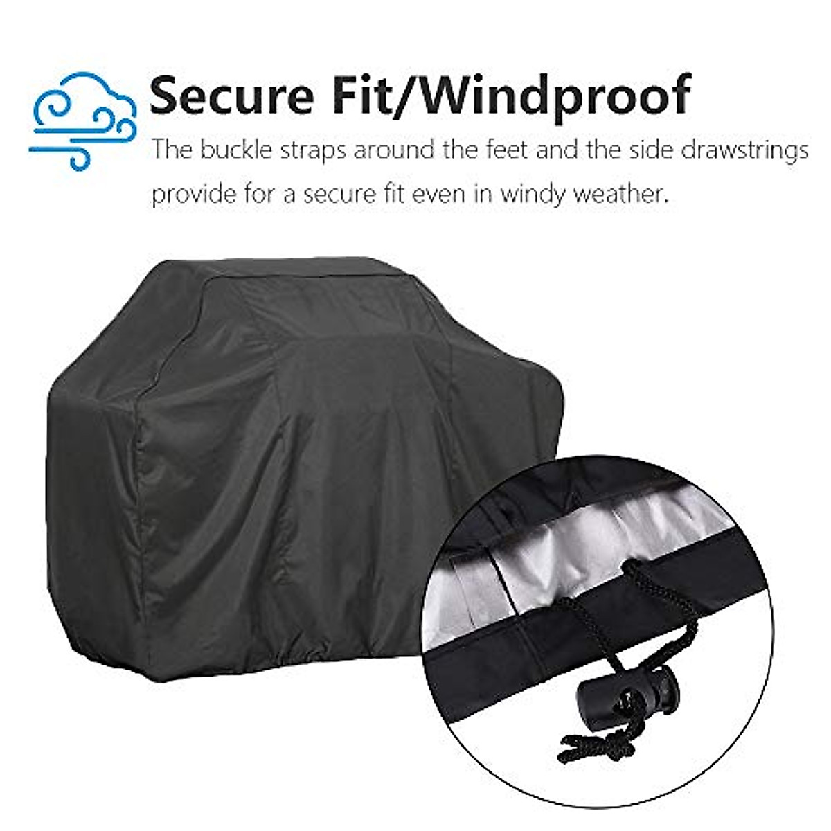 Mayhour Waterproof BBQ Cover, Black Large Outdoor Gas Grill Cover,UV,Dust,Rip,Fade Weather Resistant,Heavy Duty Barbecue Protector, Fits Weber,Char Broil,Nexgrill Brinkmann,Holland and Jenn Air 39in