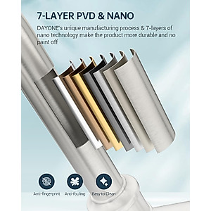 Pull Down Kitchen Faucet with Sprayer Brushed Nickel, DAYONE Single Handle Antique One Hole High Arc Pull Out Kitchen Sink Faucets with Soap Dispenser,APS136BN