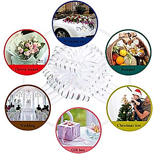 Pull Bows, 20Pcs Large White Organza Pull Ribbon String 6 Inches Gift Warp Bows for Wedding Birthday Party Christmas Gifts Decoration