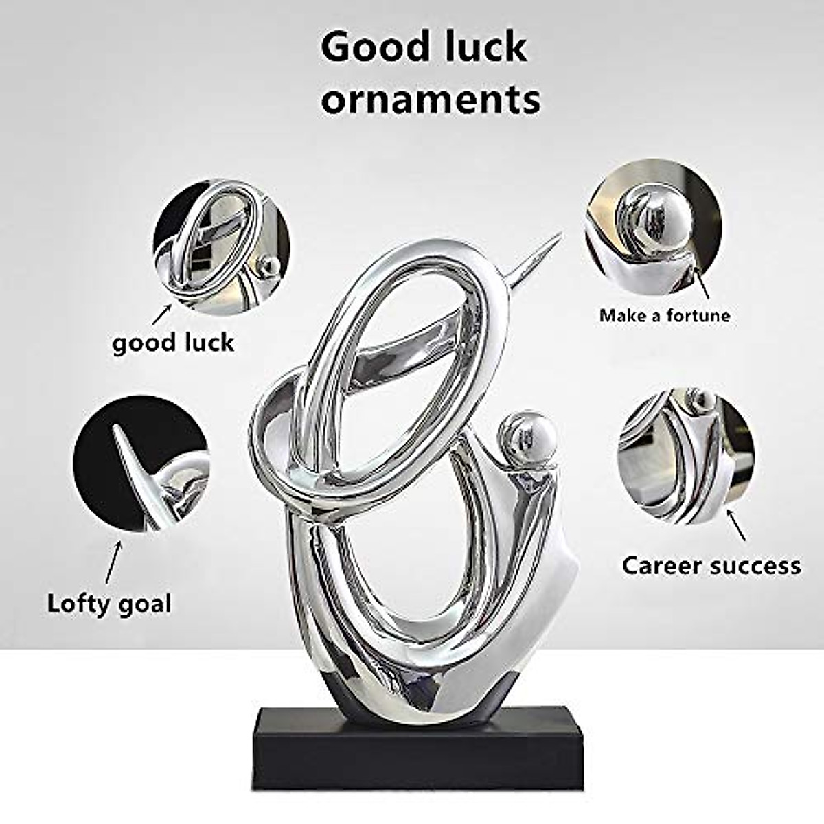 Anding Home Decoration,Silver Ceramic Porcelain Sculpture,Ceramic Creative Decoration, Office Countertop Decoration, Gift