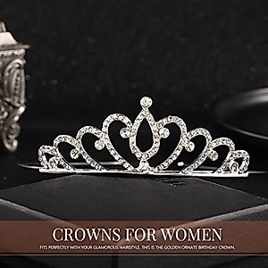 Yean Crystal Tiaras and Crowns Girls Princess Crowns Birthday Party Crowns Rhinestone Costume Tiara Headband Hair Accessories for Women and Girls