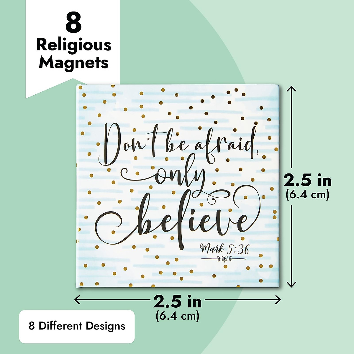 Pipilo Press 8 Pack Inspirational Bible Verse Magnets for Fridge, Christian Office Decor, Scripture Gifts (2.5 in)