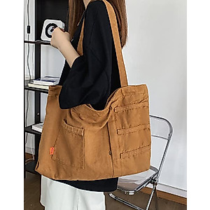 Canvas Tote Bag Shoulder Bag Womens Chic Hobo Bag Large Capacity Handbags Casual Canvas Beach Bag for Men Women