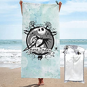 NIKROAD Nightmare Cartoon Before Christmas Quick Dry Towels, Funny Beach Towel, Super Absorbent Lightweight Custom Towel, Large Beach Towels for Travel and Beach 31.5"X63"