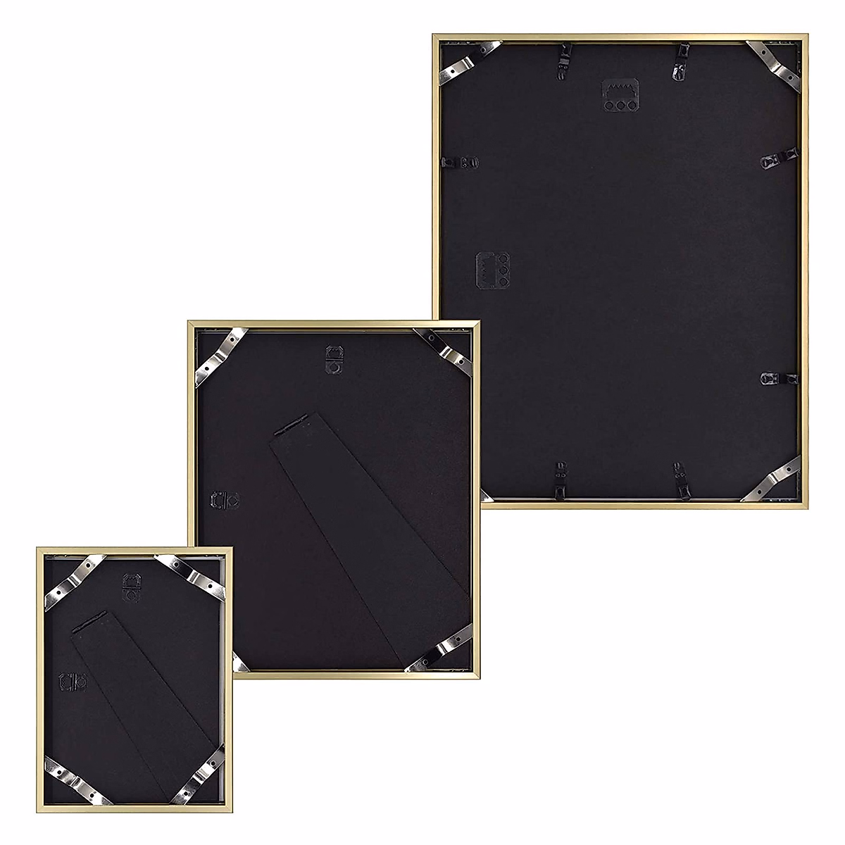 Golden State Art, 7 Pack, One 11x14, Two 8x10, and Four 5x7 Pictures. Aluminum Photos Frame for Wall or Tabletop Display (Gold)