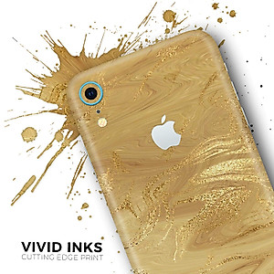 Design Skinz Molten Gold Digital Foil Swirl V5 Protective Vinyl Decal Wrap Skin Cover Compatible with The Apple iPhone XR (Screen Trim & Back Glass Skin)