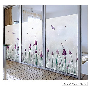 Glass Window Film Static Cling Glass Sticker Lavender Home Decorative Privacy Protection Frosted Stained Window Film Window Privacy Film (Color : 90cmx100cm)