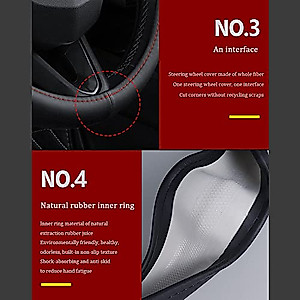 NEEARI The Leather Steering Wheel Sleeve is Suitable for Volvo S60 V60 S90 V90 XC40 XC60 XC90 (Black red), (WVWFXT)