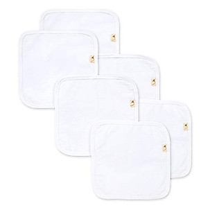Burts Bees Baby Infant Washcloths Made of 100% Organic Cotton, Soft and Super Absorbent Knit Terry Cloths, 6-Pack Newborn Bath Essentials, Heather Gray and White Wash Cloths