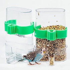 Parakeet Water Dispenser Bird Cage - No Mess Parrot Feeder Parakeet Food Parakeet Cage Accessories Automatic Feeding Waterer for Birds Parrot Finch Canaries (2Pcs) Clear