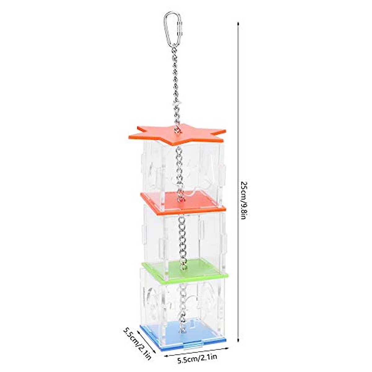 Jeanoko Multilayer Stability Bird Parrot Forage Box Durability Hanging Treat Foraging Toy Transparent Acrylic Food Holder