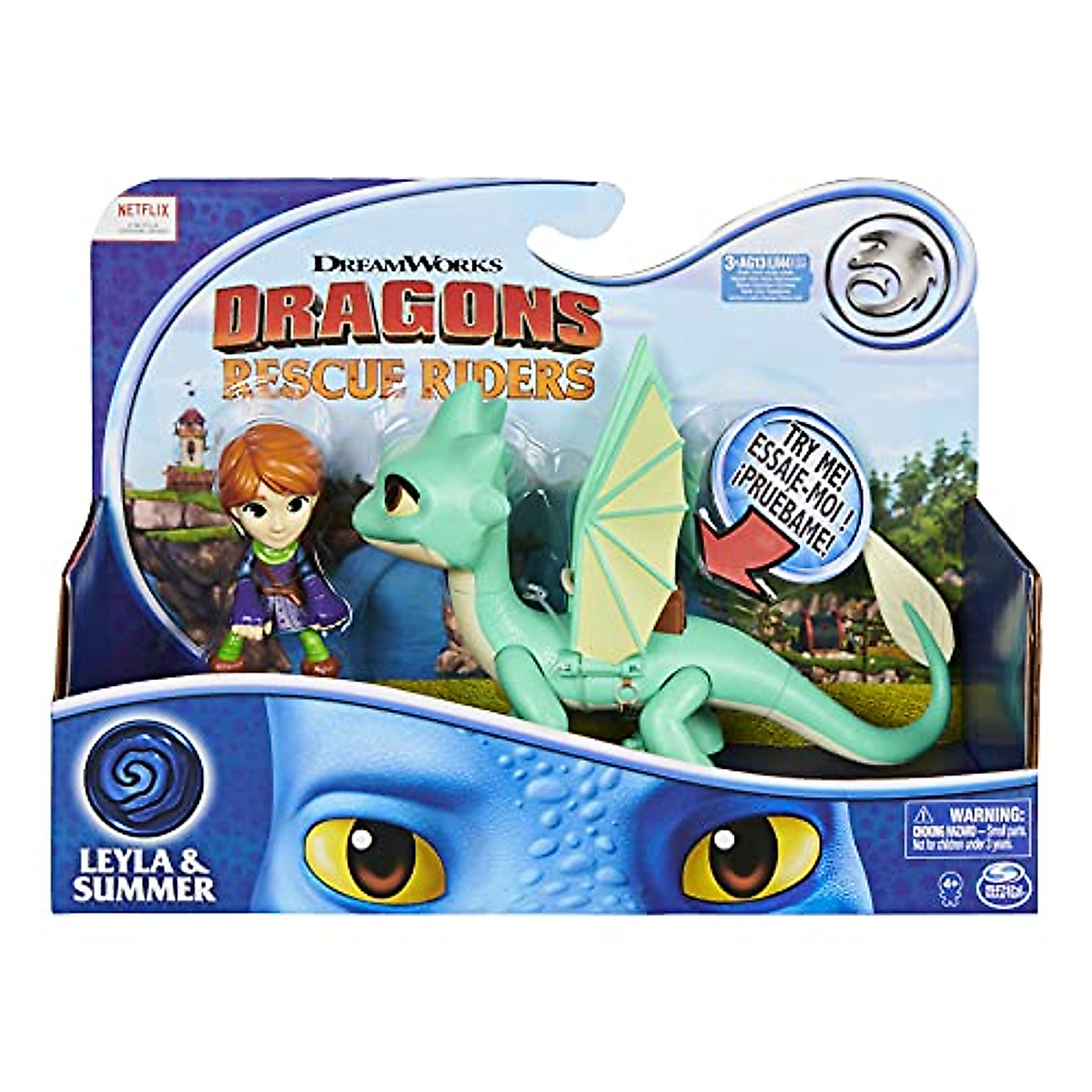 Dreamworks Dragons Rescue Riders, Summer and Leyla, Dragon and Viking Figures with Sounds and Phrases