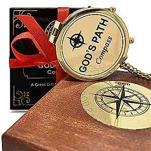 God's Path Compass - Religious Gifts for Men, Baptism Gift for Teenage Boys, Christian, Catholic, Communion, Confirmation, Graduation, Sentimental & Inspirational Present - Greeting Card Included