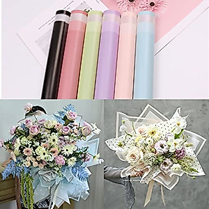 OUKEYI 30Counts /6 Colors Gold Edge Waterproof Floral Wrapping Paper,Florist Bouquet Supplies,DIY Crafts,Gift Packaging or Gift Box PackagingPaper 22.8x22.8Inch