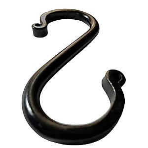 6 Wrought Iron S Hooks - 4" Hand Forged with Scrolls (Set of Six) Hand Forged by Amish Blacksmith Lancaster Pennsylvania USA