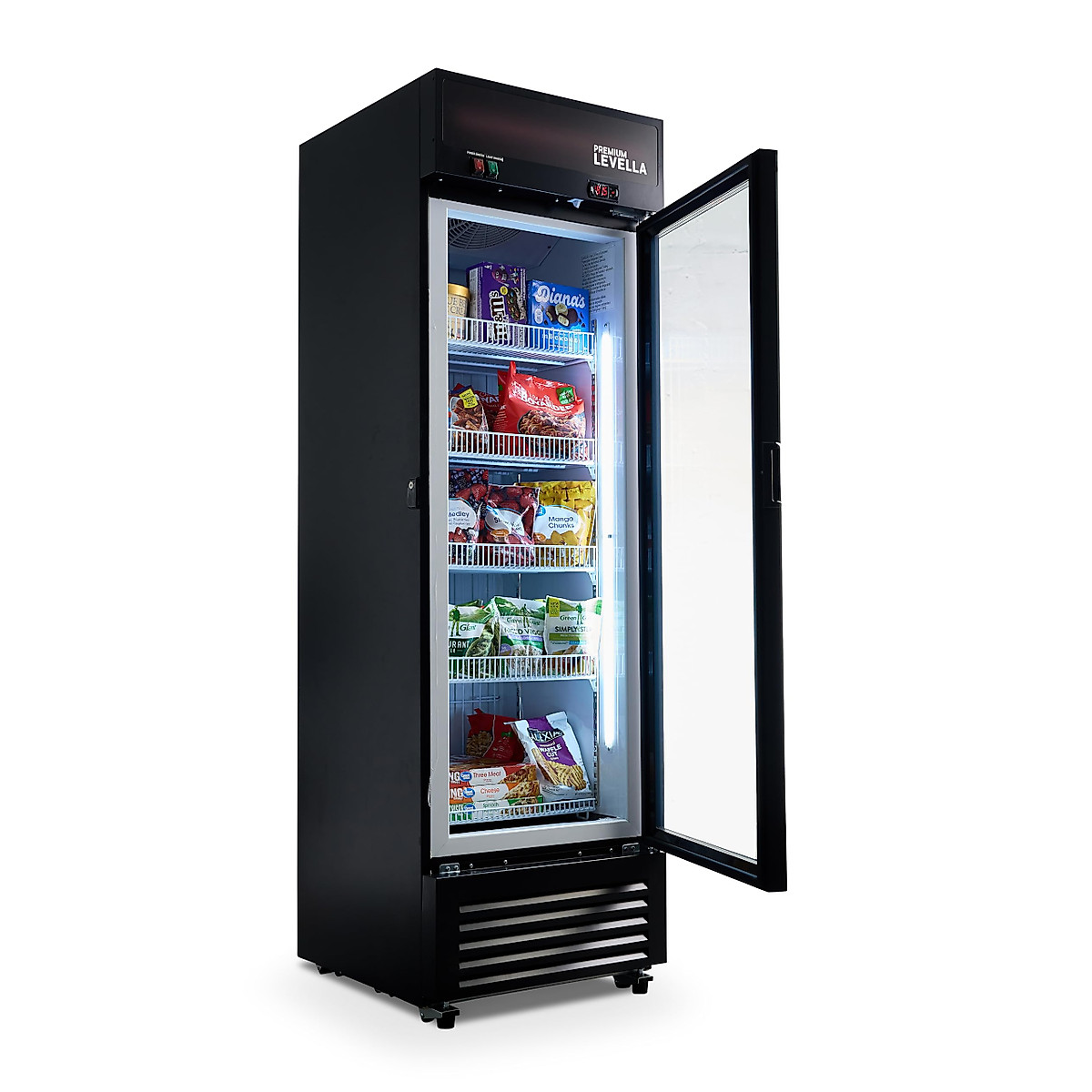 PremiumLevella PFV127DX 11.6 Cu. Ft. Frost Free Glass Door Display Freezer- Black