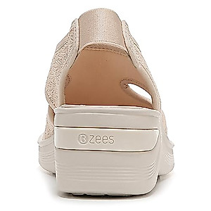 BZees Womens Daytona Slip-On Wedge Sandal Sand Dollar Chevron 6.5 M