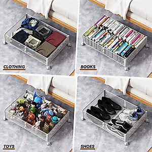 Under Bed Storage, Under the Bed Storage Containers with Wheels, Under Bed Shoe Storage Organizer Drawer for Bedroom Clothes Shoes Blankets -2Pack