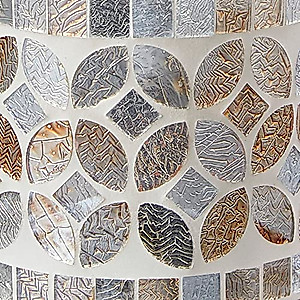 Madison Park Tesera Glass Bathroom Accessory Set, Stainless Steel Top, Handcrafted Mosaic Tiles, Vanity Décor, Lotion / Soap Dispenser with Pump, Tumbler, Covered Jar, Multi-Sizes, Silver/Gold 3 Piece