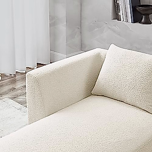 Goohome Modular U-Shape Sectional Set, Modern Couches for Living Room, Upholstered Loop Yarn Fabric Cloud Sofa with 2 Single Seat, Chaises and Two Ottomans, DIY Combination, for Office, C-Beige d