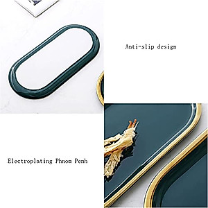 Serving Trays Vanity Tray Phnom Penh Tray Household Ceramic Cake Dessert Plate Creative Oval Storage Jewelry Plate Green Snack Plate, 10/12 Inch Elegant Decorative Tray (Size : 10inch)