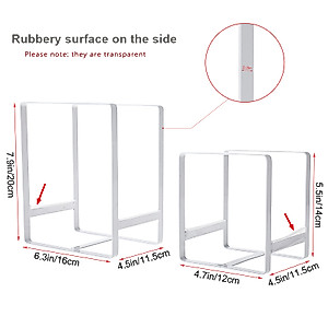 HighFree 2PCS Metal Vertical Plate Dish Holder Rack, White Vertical Plate Organizer for Kitchen Cabinets for RV Kitchen Cabinets Counter (L & S)