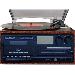 Boytone BT-28MB, Bluetooth Classic Style Record Player Turntable with AM/FM Radio, CD/Cassette Player, 2 Separate Stereo Speakers, Record from Vinyl, Radio, and Cassette to MP3, SD Slot, USB, AUX