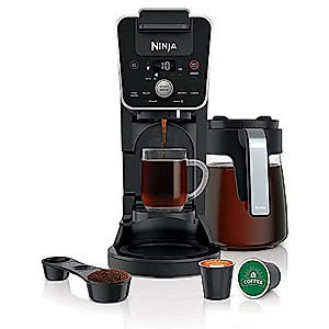 Ninja CFP201 DualBrew 12-Cup Drip Single-Serve Coffee Maker (Renewed) Bundle with Premium 2 YR CPS Enhanced Protection Pack