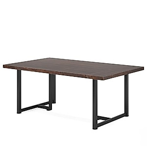 Tribesigns Dining Table Kitchen Table for 6,Farmhouse Kitchen Table for Dining Room, Industrial Rectangular Table with Steel Legs Metal Frame, Kitchen, Home Furniture (Brown)