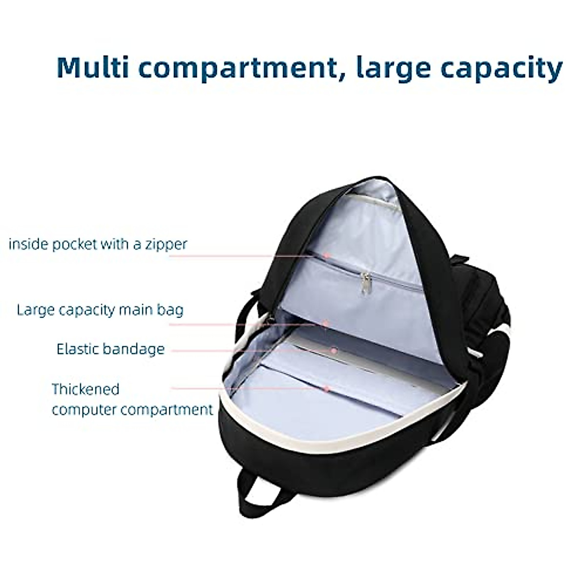 Women Girls' schoolbag leisure backpack Student College Backpack Travel Daypack 15.6 Inch Laptop Backpacks (Black)