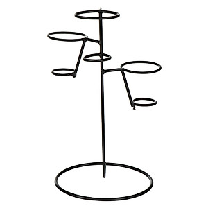 ABOOFAN Iron Ice Cream Cone Holder Stand with Base 3 Holes Sushi Hand Roll Stand Holder Cupcake Stand Baking Rack (Black)