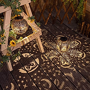 Solar Lanterns Outdoor Waterproof Garden Decorative Lights Owl Hanging Solar Lanterns for Patio, Table, Pathway, Balcony, Lawn, Yard Decor 2 Pack