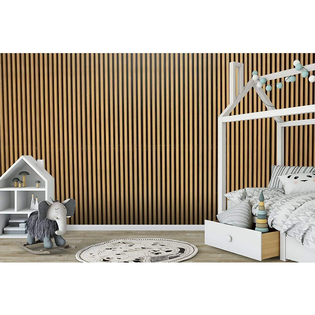 3D Wallpaper Background Made of Wood slats Self Adhesive Bedroom Living Room Dormitory Decor Wall Mural Stick and Peel Background Wall Ceiling Wardrobe Sticker 98.4"x68.9"-250x175cm