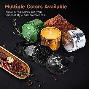 Artober Herb Grinder, 2.5 inch Aluminium Spice Grinder (Black)