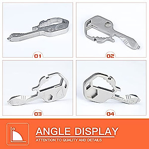 Generic 24- in-1 Key Shaped Pocket Tool, multitool key with key chain, Outdoor keychain tool for Drill Drive, Screwdriver, file, Wrench, Ruler, Bottle Opener,Wrench, Stripping, etc (Silver)