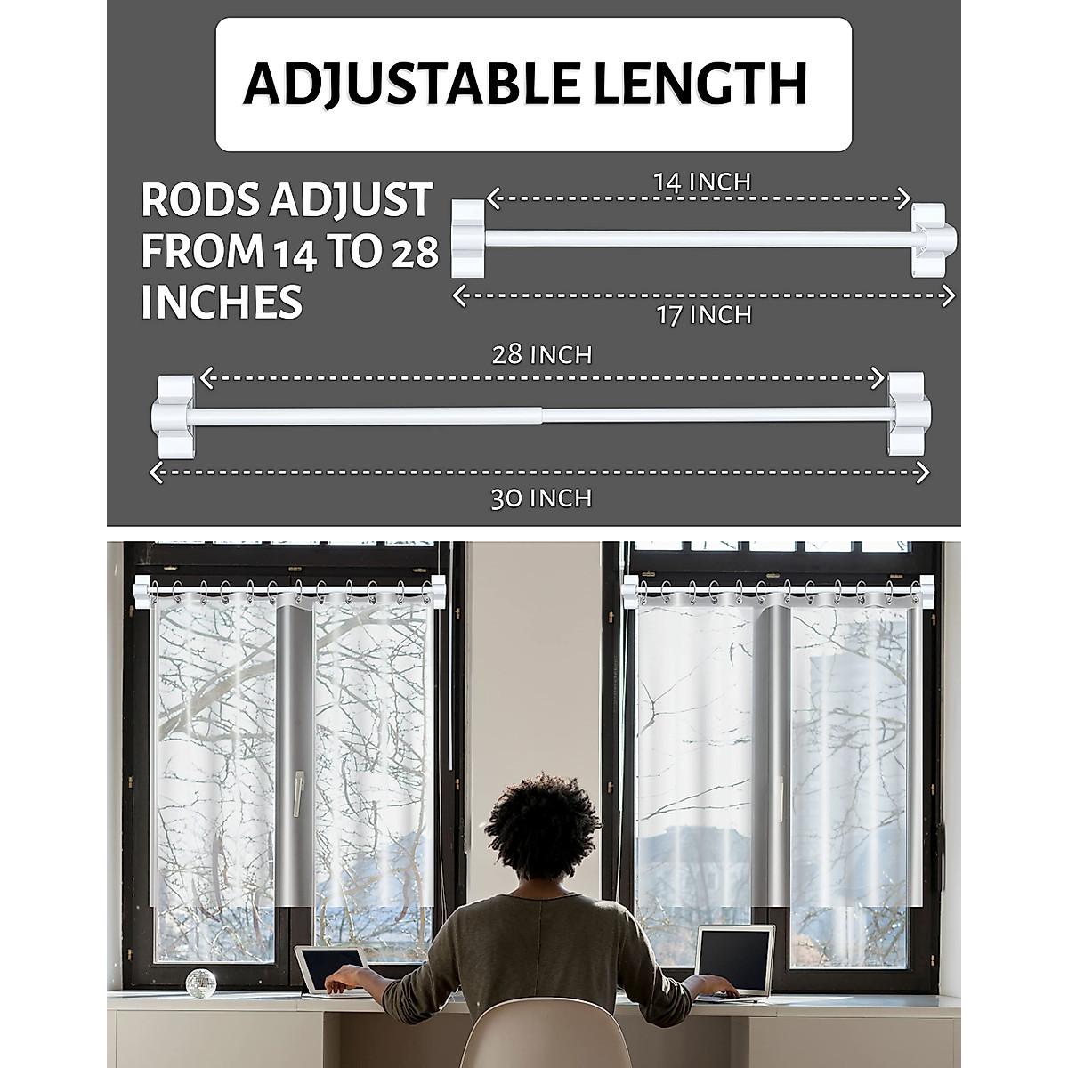 Skywin Magnetic Towel Holder for Refrigerator - 2 Pack Small Magnetic Curtain Rod for Metal Door with Adjustable Length - Fits Towels and Easily Attachable (White)