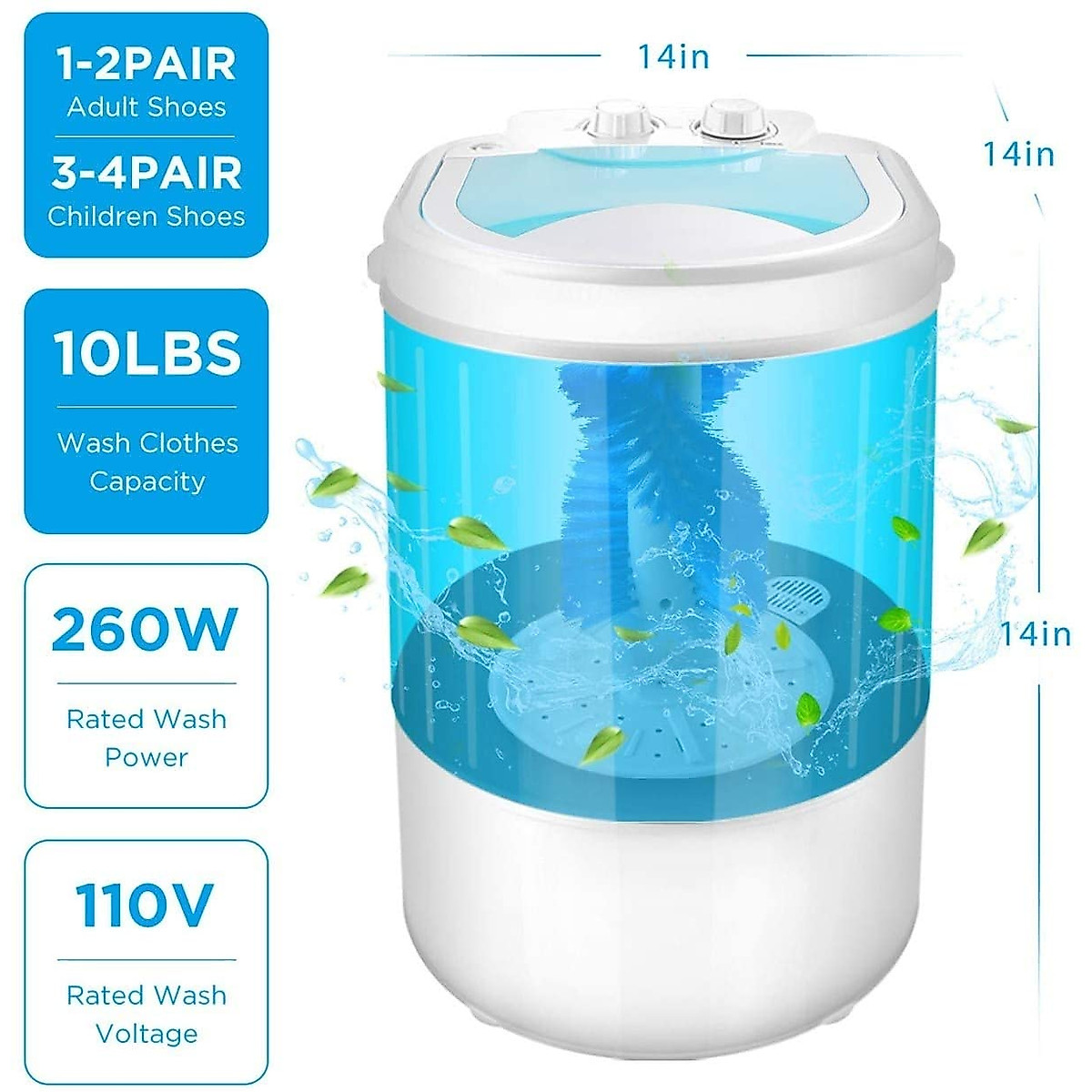 MISMORI Portable Shoes Washing Machine, Mini Portable Washing Machine, Smart Lazy Automatic Shoes Washer, for Apartments Camping Dorms Business Trip College Rooms