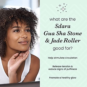 Sdara Jade Roller Gua Sha Set - Facial Roller and Massager for Slimming & Sculpting - Reduces Wrinkles & Eye Puffiness - Essential Skin Care Tools