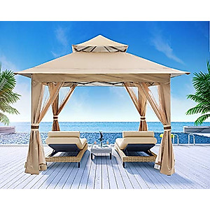 ABCCANOPY Pop Up Gazebo 13x13 - Outdoor Canopy Tent with Mosquito Netting for Patio Garden Backyard (Khaki)