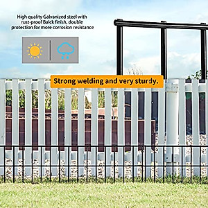 Adavin Small/Medium Animal Barrier Fence 10 Pack 24in(L) X 15in(H) Underground Decorative Garden Fencing, Dog Rabbits Fences Black Metal Fence Panel Ground Stakes for Outdoor Patio. Total Length 20Ft