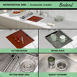 17 Undermount Kitchen Sink - Beslend 17x19 Inch Undermount Sink Ledge Workstation Kitchen Sink Stainless Steel 16 Gauge Single Bowl 10 Inch Deep Bar Prep Sink with Accessories