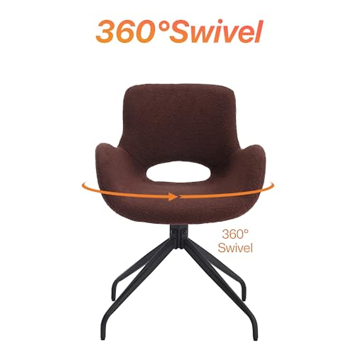YITAI Desk Chair No Wheels,360° Swivel Wide Seat Armchair with Metal Legs,Modern Accent Upholstered Vanity Chair, Reading Chair,Dining Chairs,Coffee Chair, for Bedroom,Living Room,Dark Brown