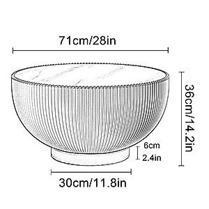 Modern Round Coffee Table, Marble Pattern Tabletop Leather Edge Sofa End Table with Metal Base,Luxurious Side Table for Home Decor Living Room(28x14.2, White)