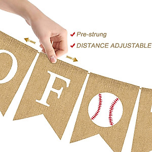 Jute Burlap Rookie of The Year Banner Boy Baseball Theme 1st Birthday Party Garland Decoration Supply